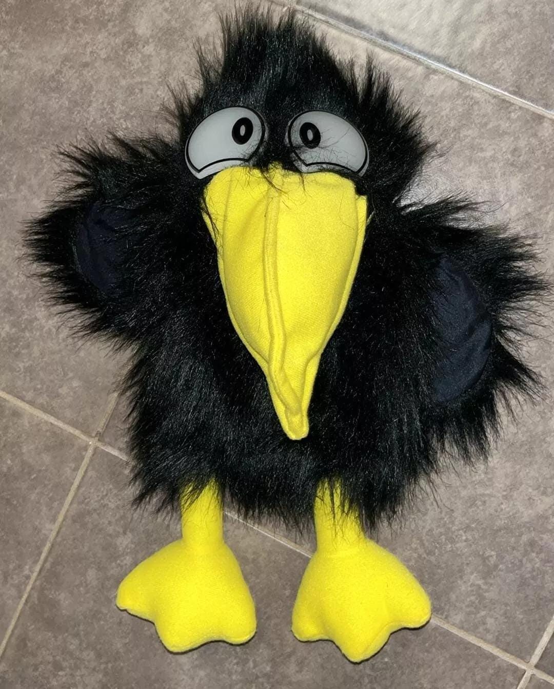Black Parrot Hand Puppet Beak Squeaks Big Pink Fuzzy Bird - Etsy