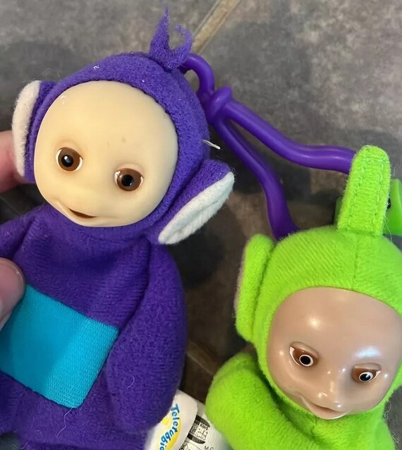 Vintage Teletubbies Dipsy and Tinky Winky Keychain Pl… - Gem