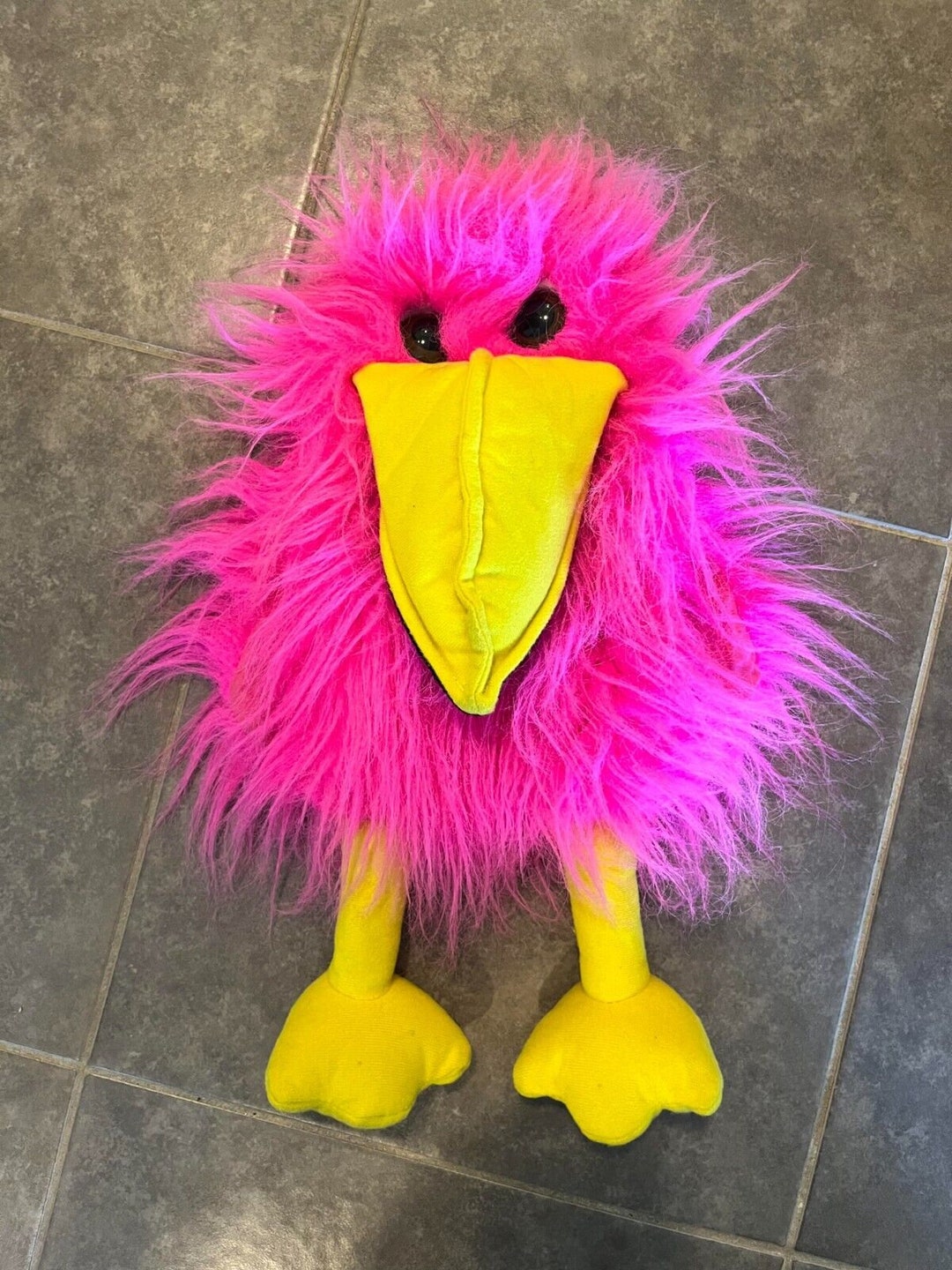 Pink Parrot Hand Puppet Beak Squeaks Big Pink Fuzzy Bird - Etsy