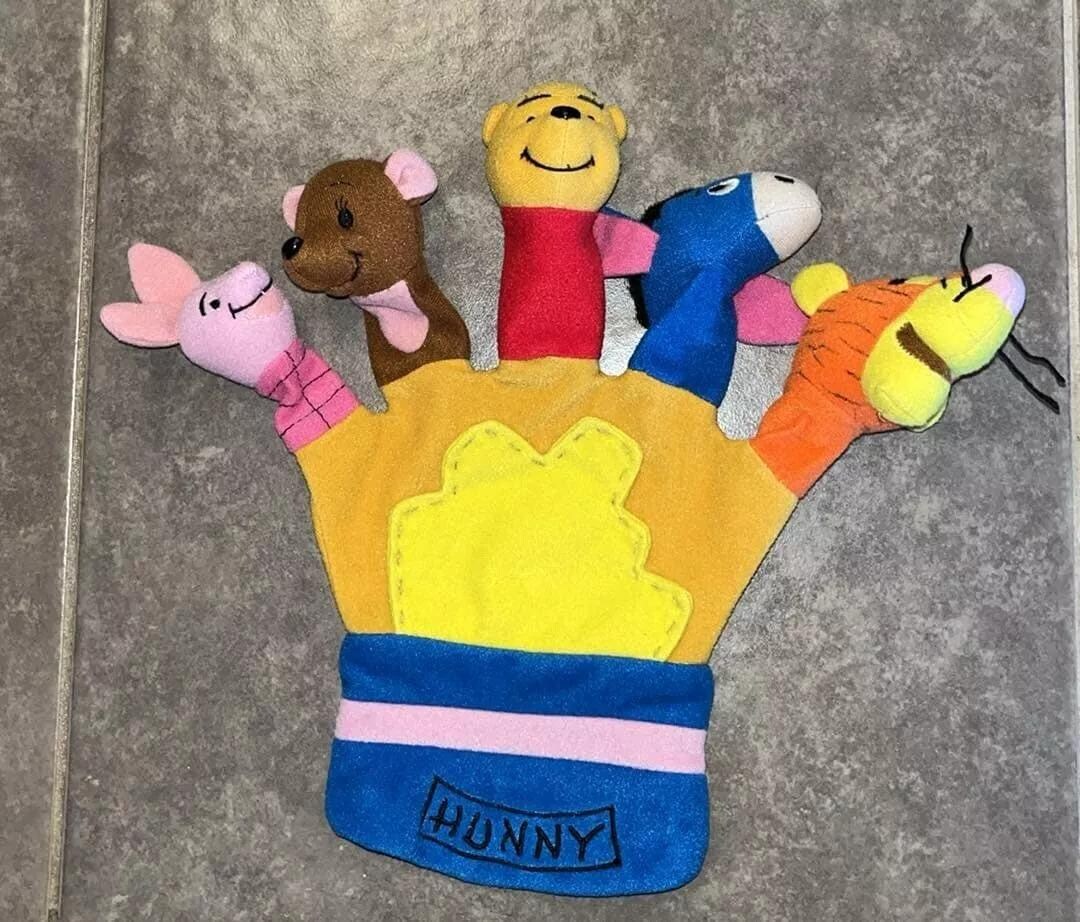 Disney Winnie the Pooh Finger Hand Puppet Glove Tigger Eeyore Piglet ...