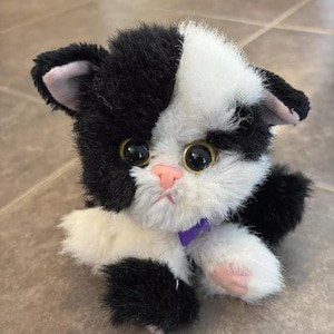 1992 Tyco Kitty Kitty Kittens Baby Kitten Black & White Purring Plush ...