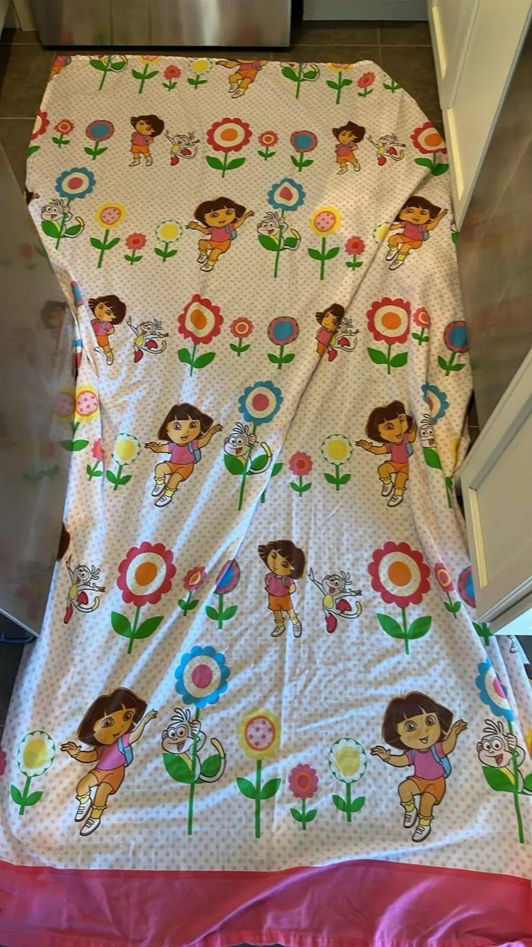 Vintage Dora the Explorer Full Flat Bed Sheet Bedding Polka Dots Boots ...