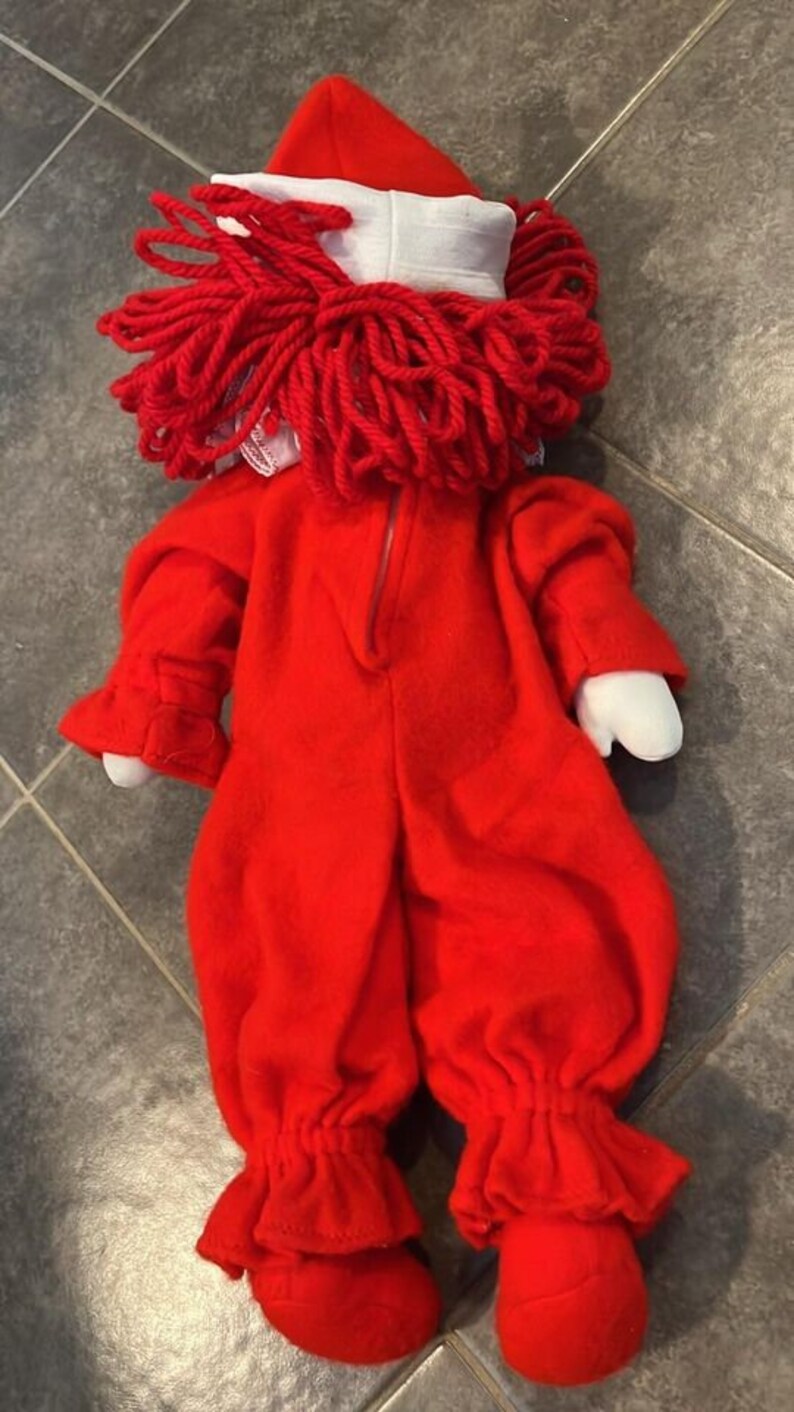 Vintage Clown Rag Doll Stuffed Red Outfit Red Yarn Hair 20 - Etsy