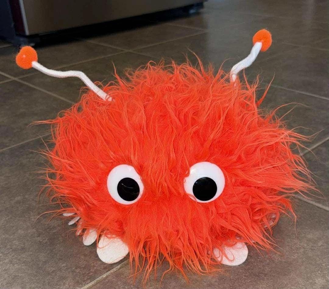 Vintage 70s Glook Orange Furball Wuppie Plush Monster Toy Google Eyes ...