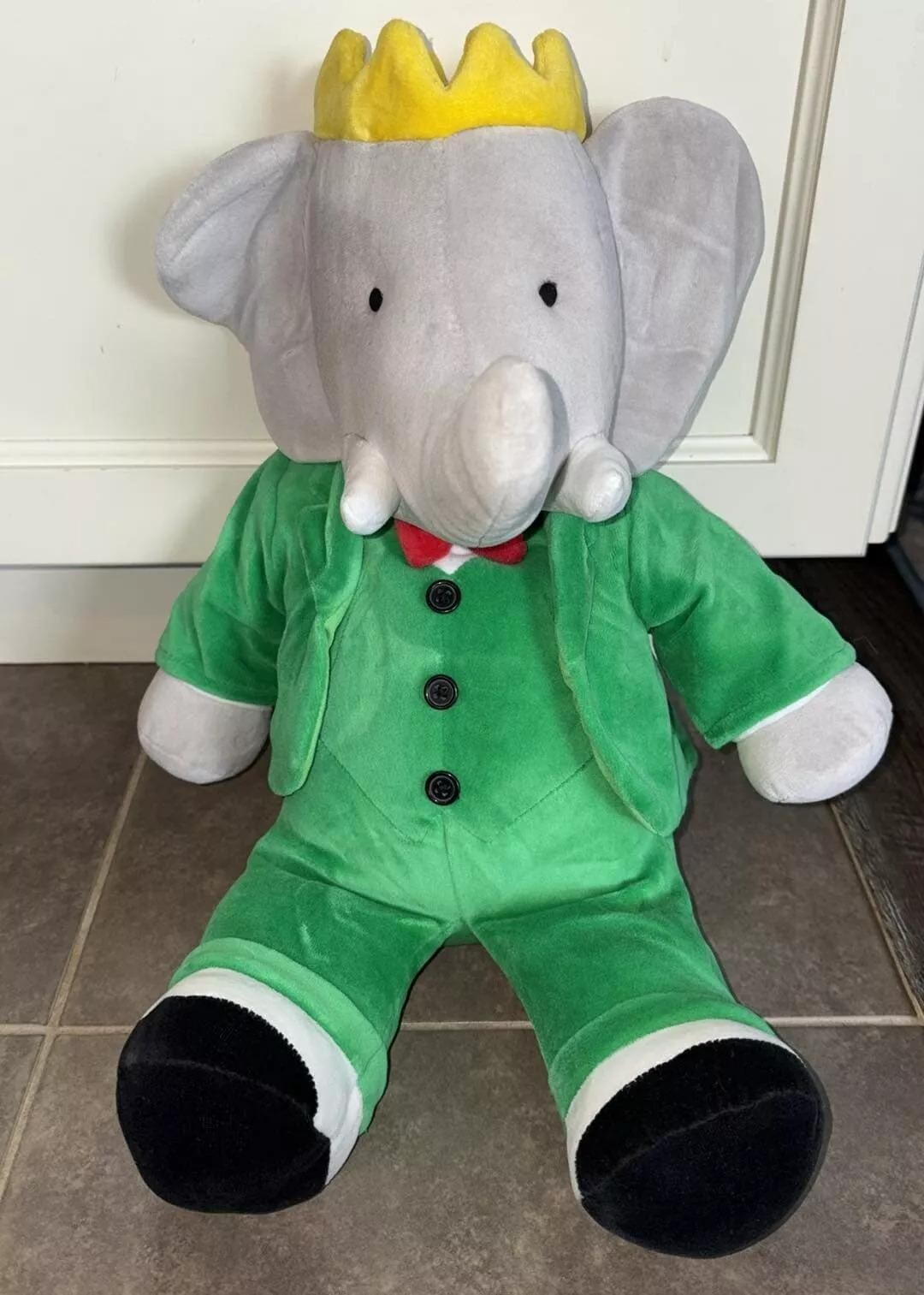 Vintage BABAR the Elephant Plush Doll Green Crown King 17" - Etsy