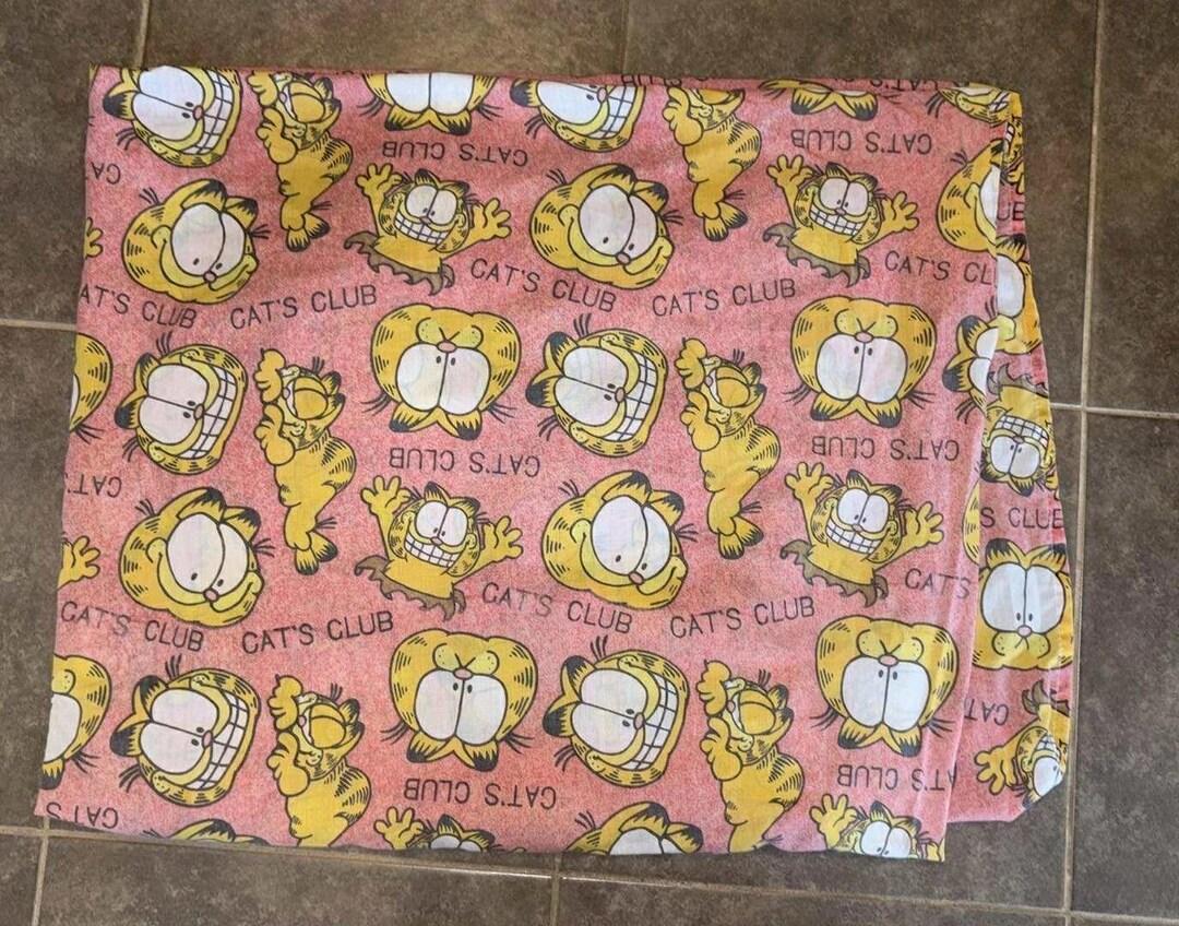 Vintage Pink Garfield Twin Bed Fitted Sheet Cats Club - Etsy