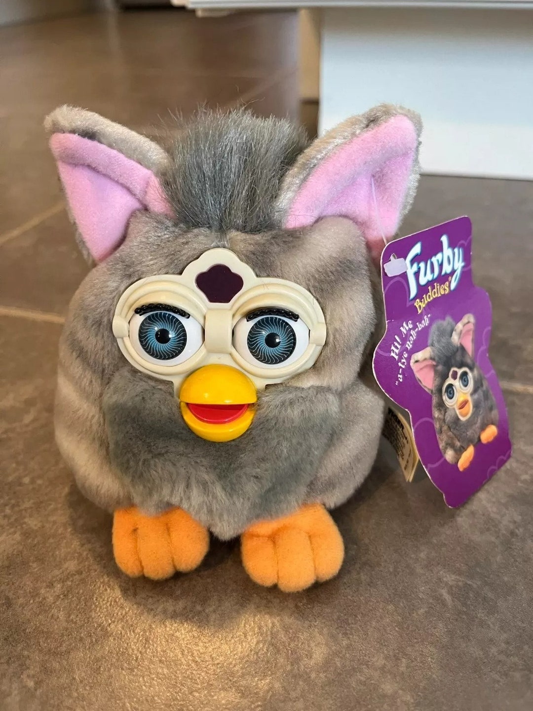 1999 Tiger Furby Buddies Plush Beanbag Gray Blue Eyes Plush Toy Not ...