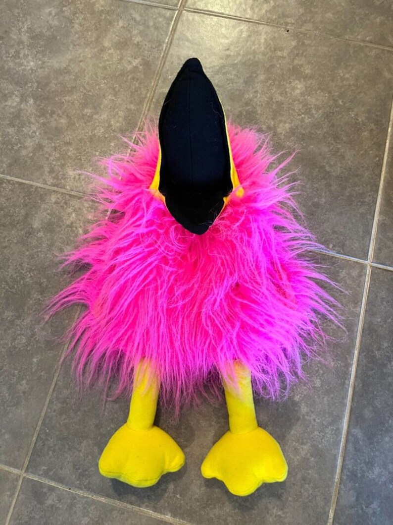 Pink Parrot Hand Puppet Beak Squeaks Big Pink Fuzzy Bird - Etsy