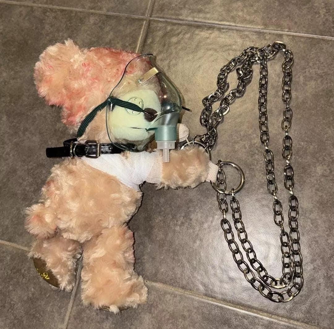 Gothic Teddy Bear Injured Teddy Respirator Bandage Crossbody Bag Plush ...