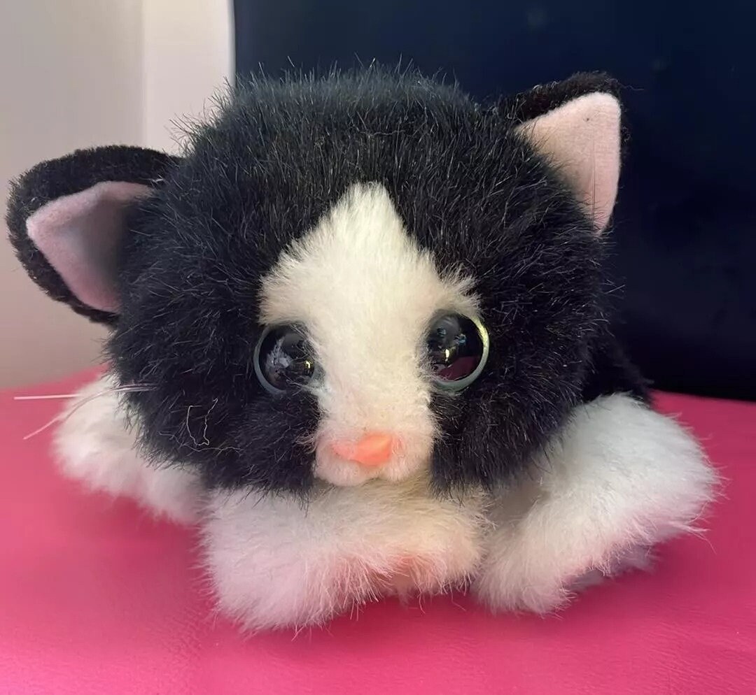 Vintage 1992 Kitty Kitty Kitten Tyco Black and White Purple Bow Purrs ...