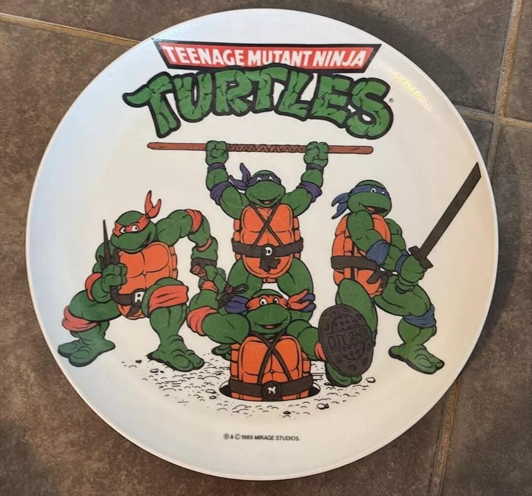 Vintage 1989 Teenage Mutant Ninja Turtles 8" Dinner Plate Mirage Peter ...