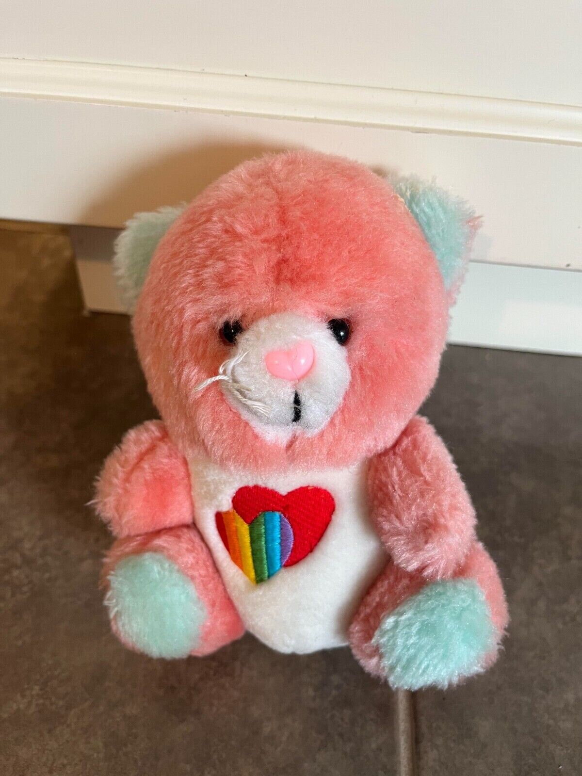 Vintage Pink Rainbow Heart Tummy Teddy Bear Plush Toy Fakie - Etsy
