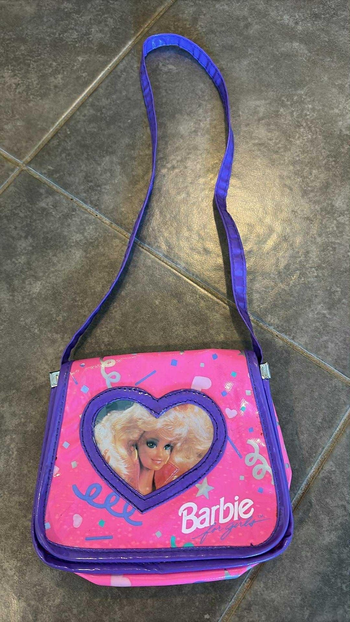 Vintage Mattel Barbie Pyramid Handbags Pink Purple Confetti Bag Purse ...