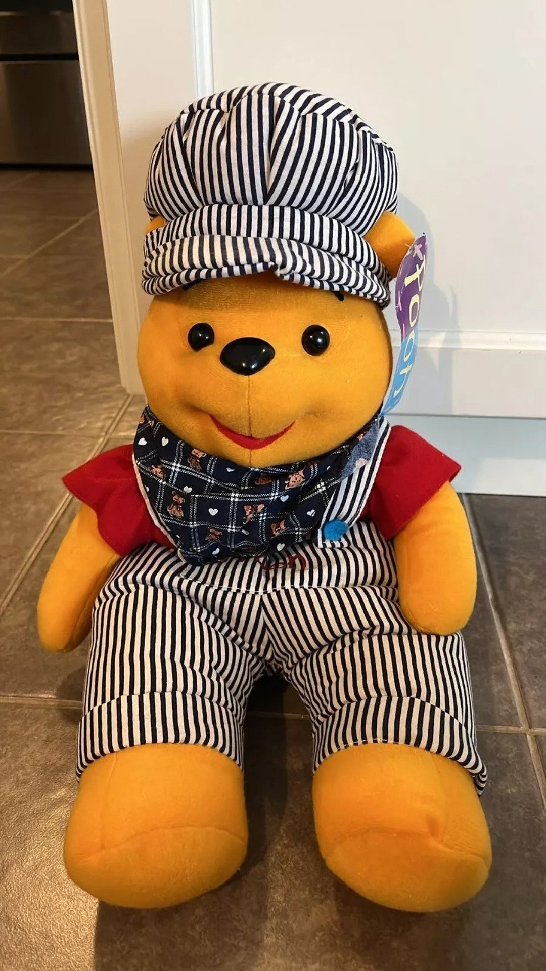 Vintage Disney Winnie the Pooh Conductor Backpack 18 Plush Choo Choo ...