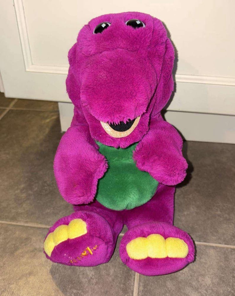Vintage Barney the Dinosaur Plush Hand Puppet - Etsy