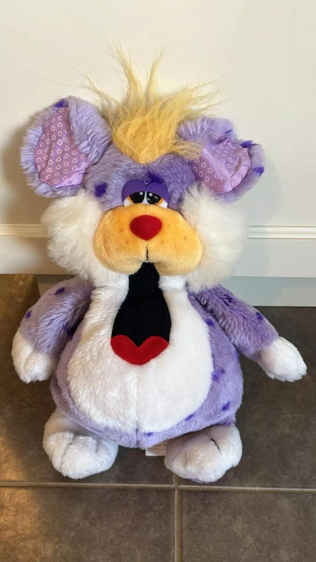 Vintage 1987 Yawnies Cuddle the Mouse Purple Plush Stuffed Animal 13 ...