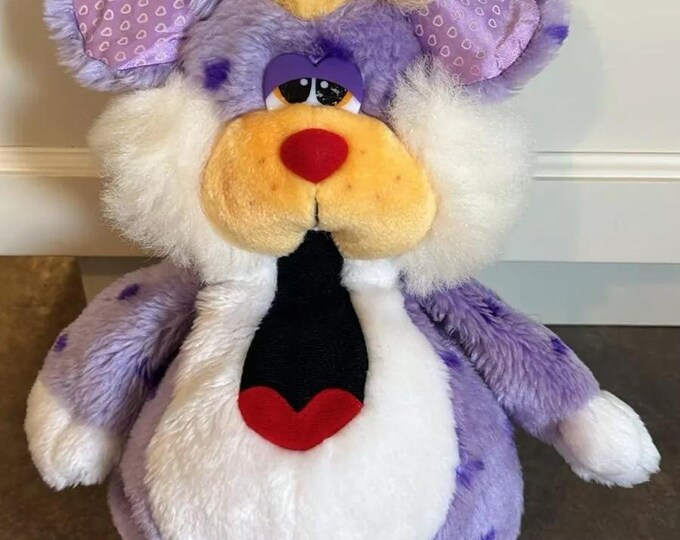 Vintage 1987 Yawnies Cuddle the Mouse Purple Plush Stuffed Animal 13 ...