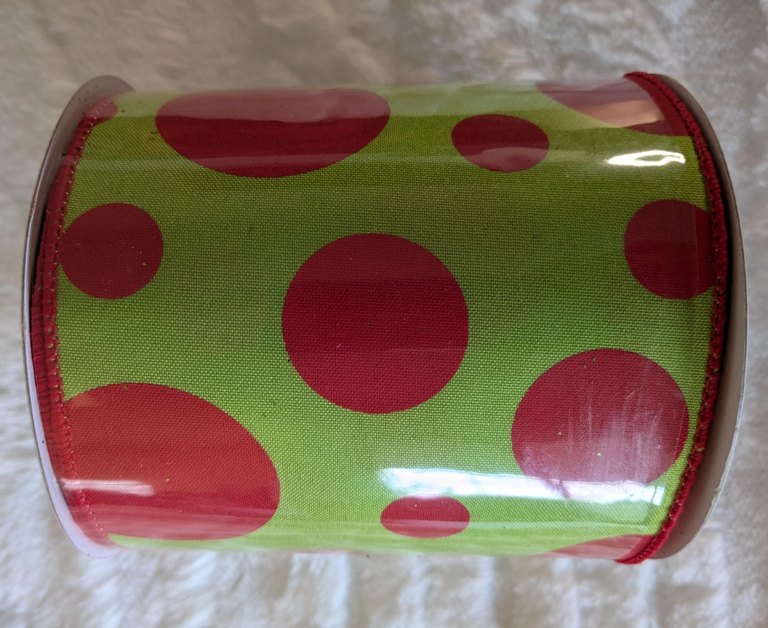 Lime Green With Red Polka Dots Ribbon - Etsy