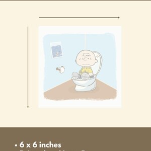 Charlie Brown in Bathroom Art Print Toilet Washroom Peanuts Wall Decor ...