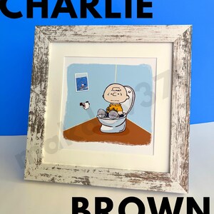 Charlie Brown in Bathroom Art Print Toilet Washroom Peanuts Wall Decor ...