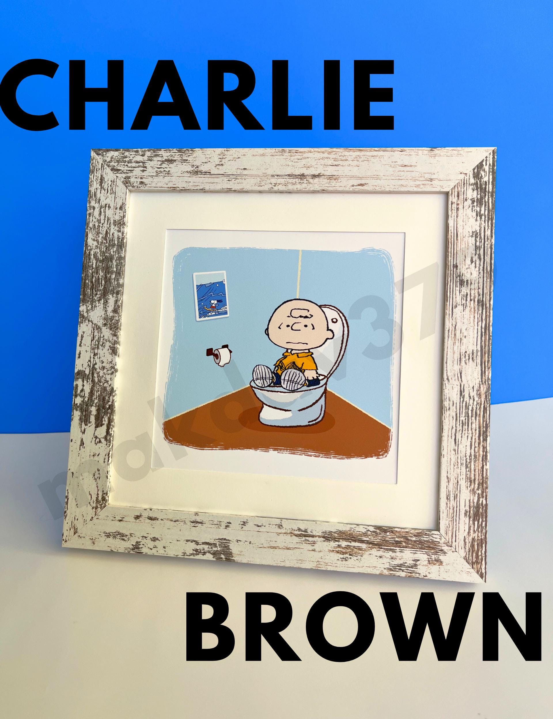 Charlie Brown in Bathroom Art Print Toilet Washroom Peanuts Wall Decor ...