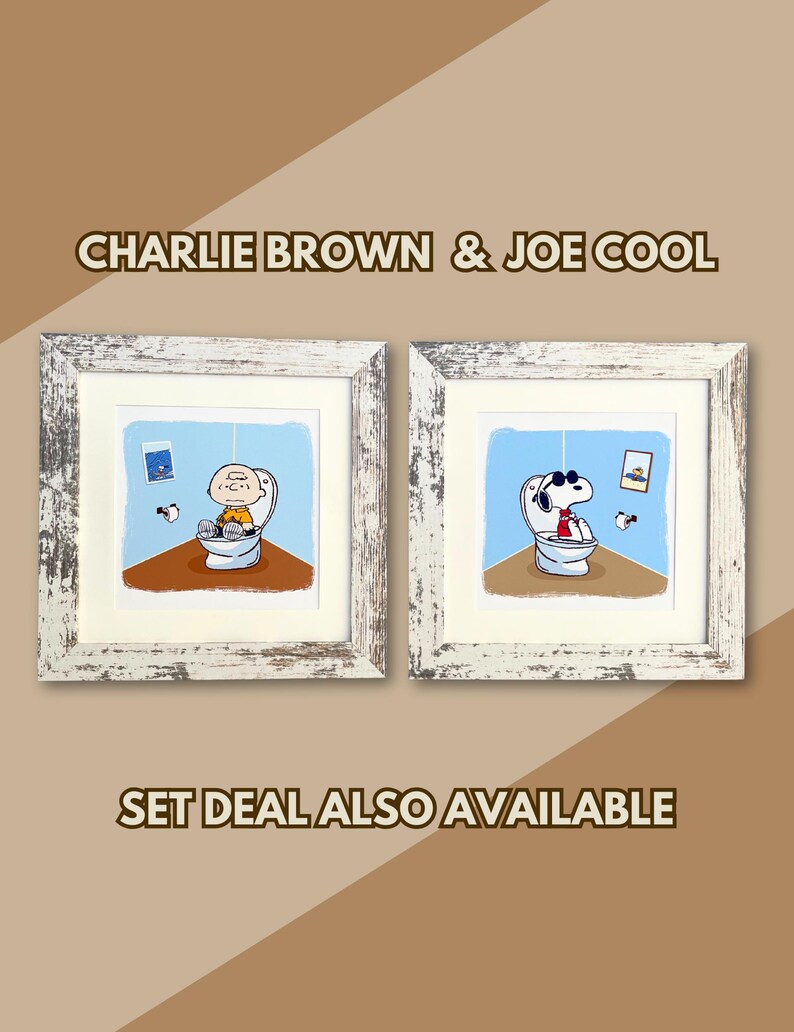 Charlie Brown in Bathroom Art Print Toilet Washroom Peanuts Wall Decor ...