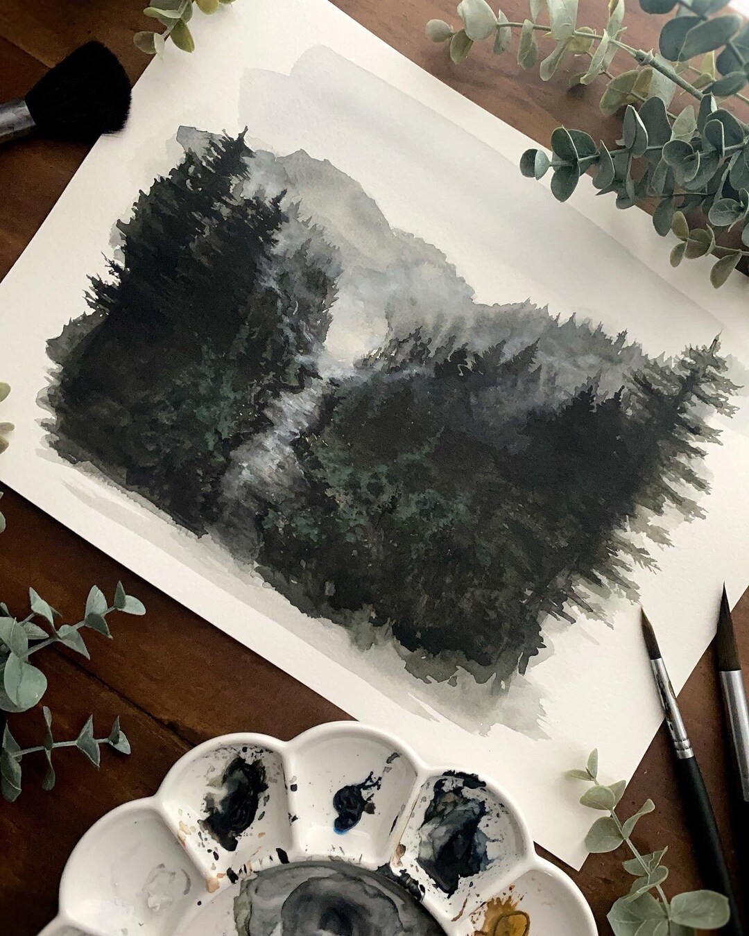 Dark Forest Watercolor, Paintings, Nature Artwork, Spooky Forest ...