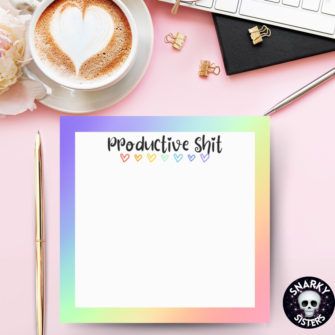 Productive Shit, Rainbow Hearts, Funny Post-it® Note Pads - Etsy