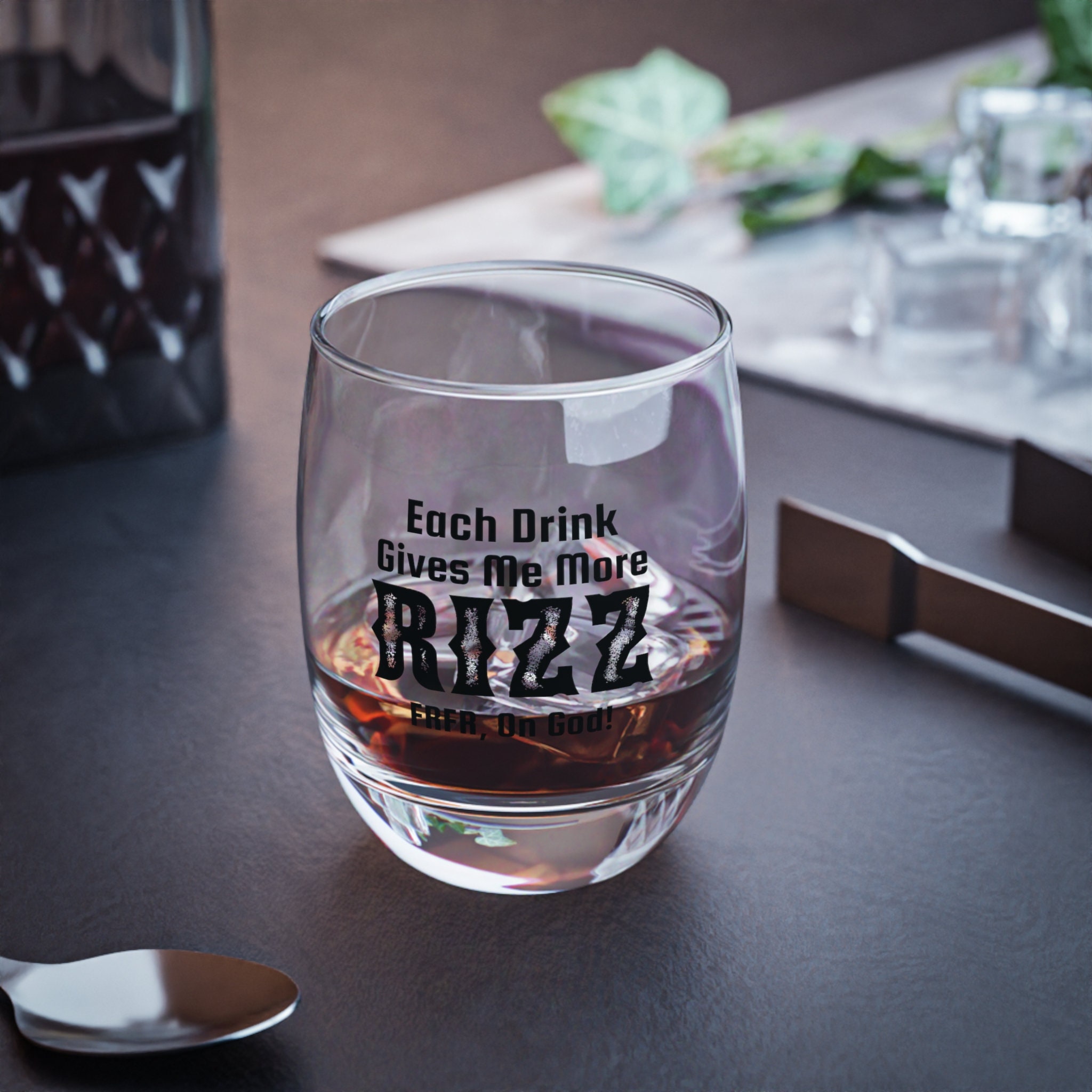 Each Drink Gives Me More Rizz, Funny Whiskey Glass - Etsy