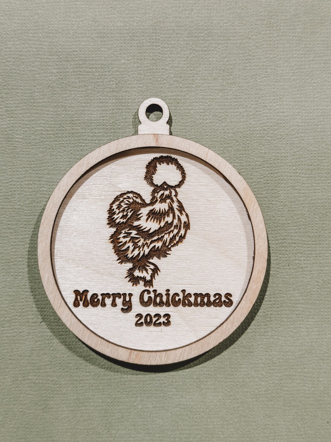 Wood Engraved, Silkie Chicken, Christmas Ornament, Merry Chickmas - Etsy