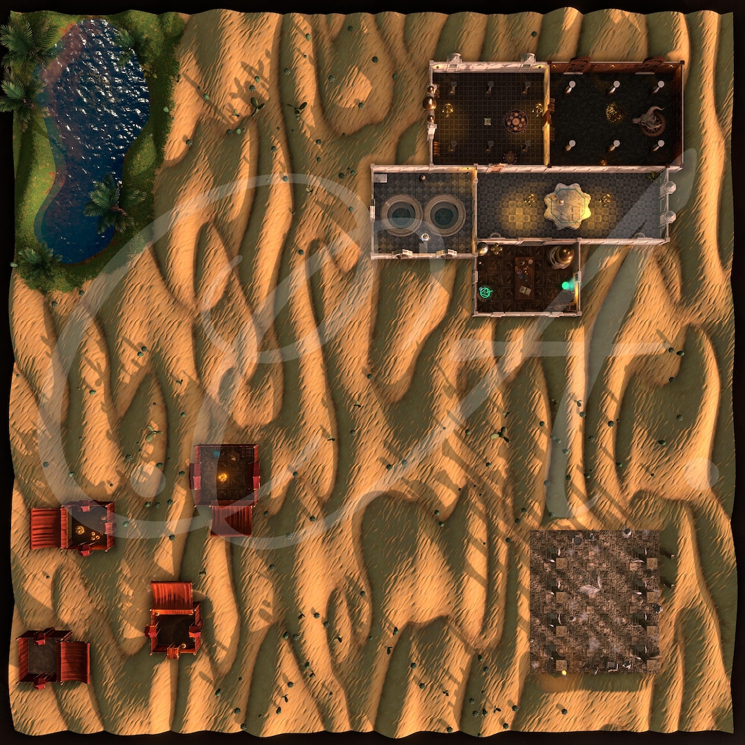 Oasis VTT - D&D DND Pathfinder VTT Battle Map - Desert Oasis Encounter ...