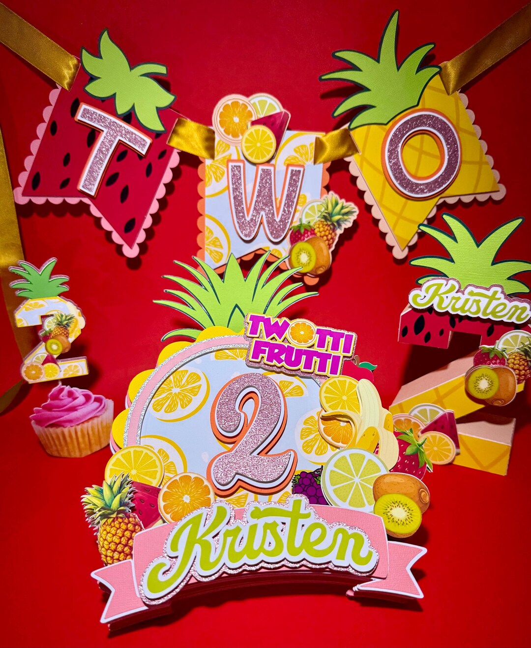 Fruit Cake Topper/ Fruit Birthday Cake Topper/fruit Decoration /twotti ...