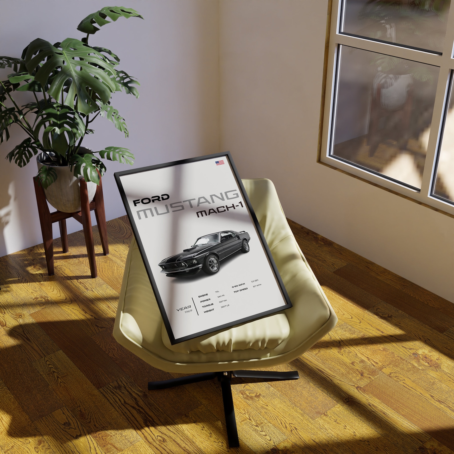 1969 Ford Mustang Mach-1 Poster: Classic Muscle Car Wall Art - Etsy