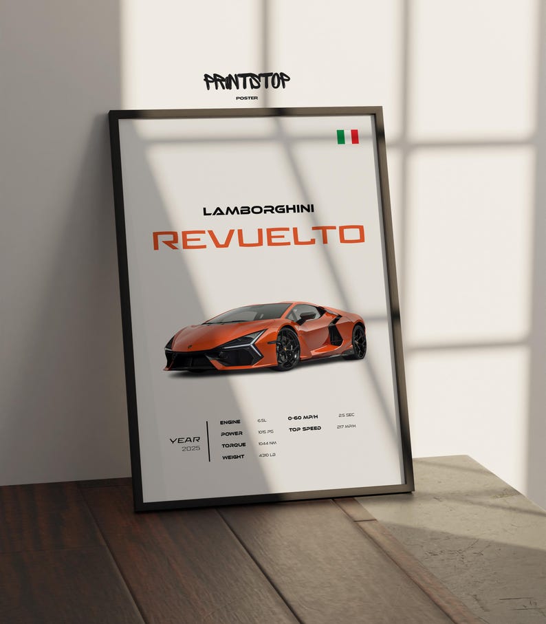 Lamborghini Revuelto Poster, Supercar Wall Art, Luxury Car Print ...