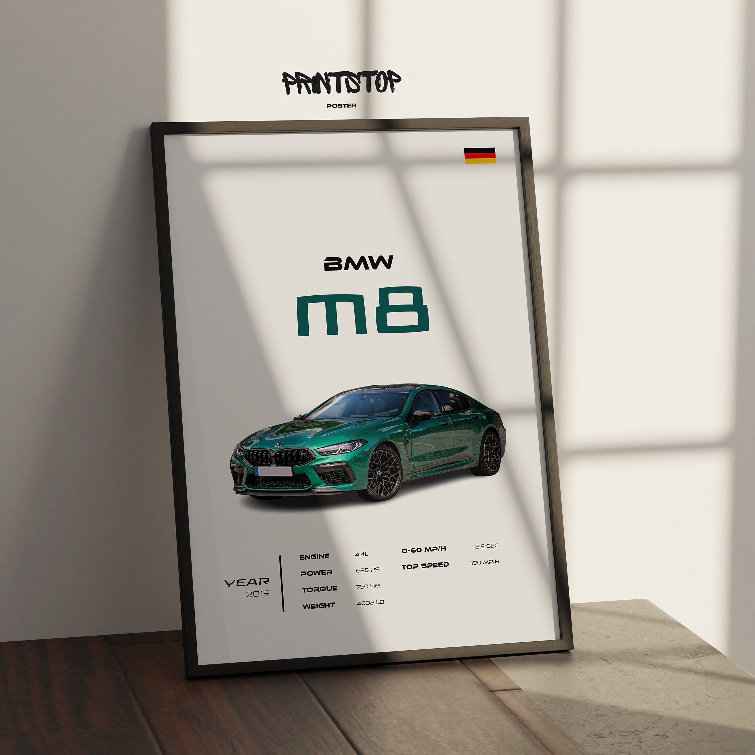 BMW M8 Poster, 2019 Performance Car Print, German Craftsmanship Wall ...