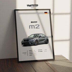 BMW M2 Poster - 2017 German Sports Car Wall Art - Modern BMW Print - Automotive Decor for Car ...