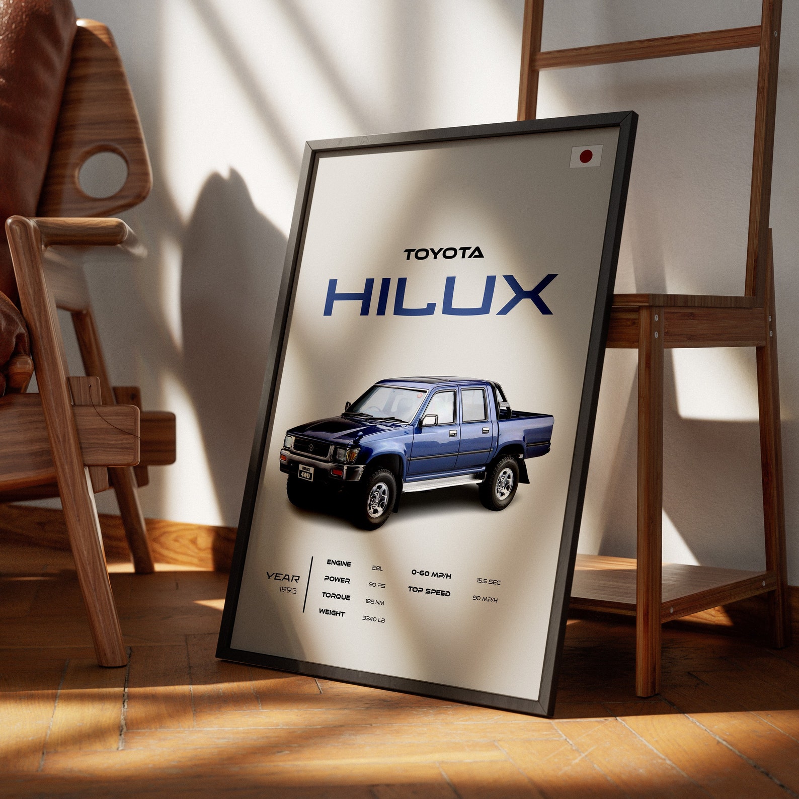 1993 Toyota Hilux Poster, Vintage Pickup Truck Print, Classic 4x4 Wall ...
