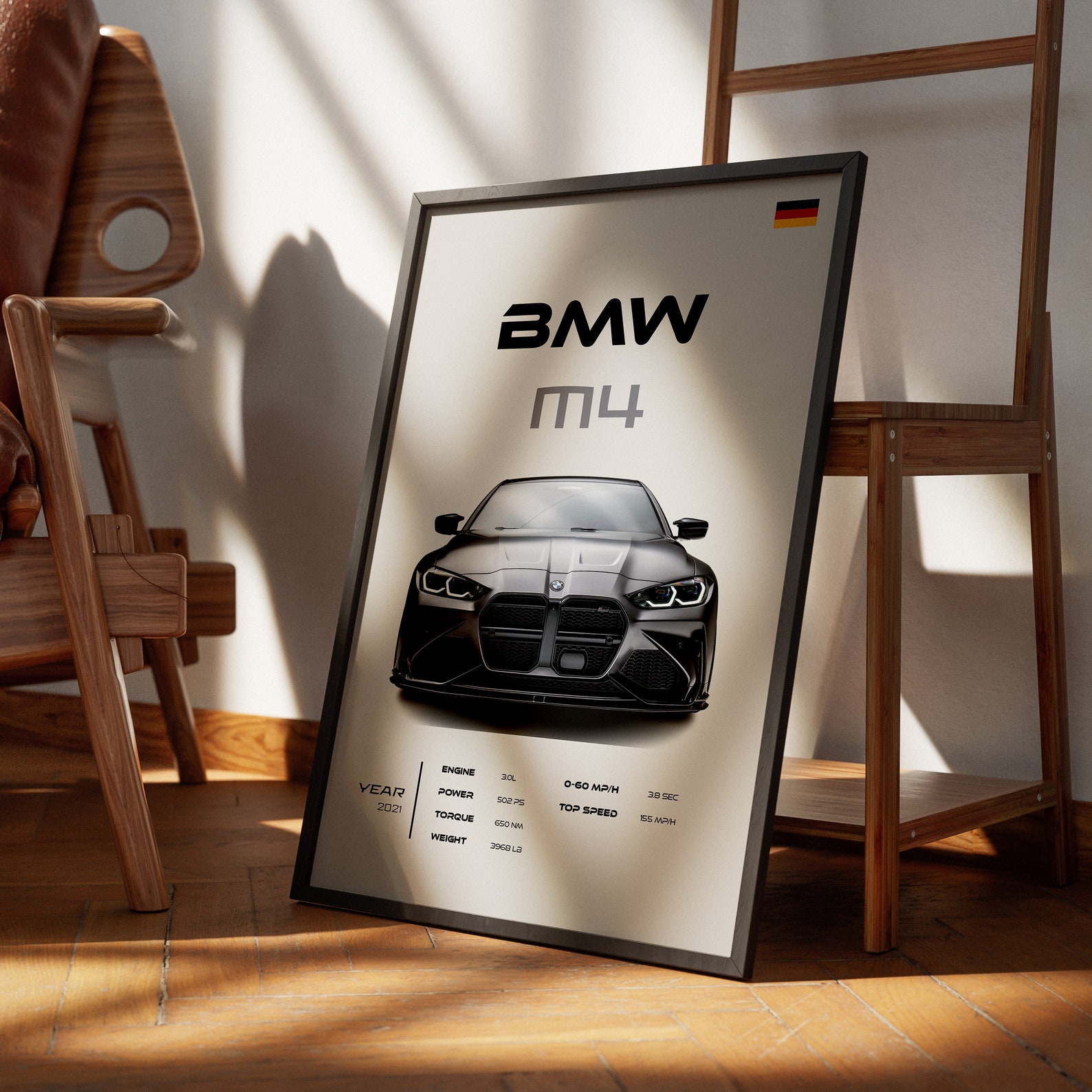 BMW M4 Poster, Luxury Car Wall Art, German Sportscar Art, Modern Sedan ...
