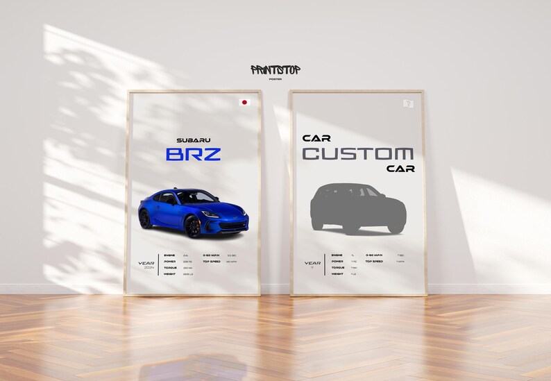 Subaru BRZ Car Poster | JDM Sports Coupe Wall Art - Etsy