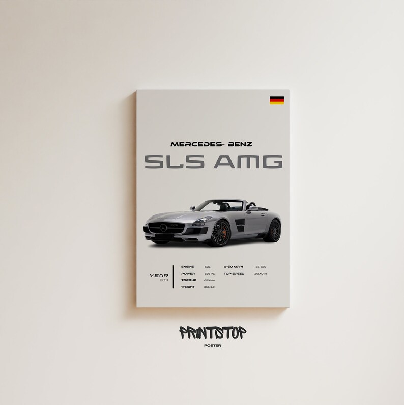Mercedes Benz SLS AMG 2011 Poster: Luxury Car Wall Art - Etsy