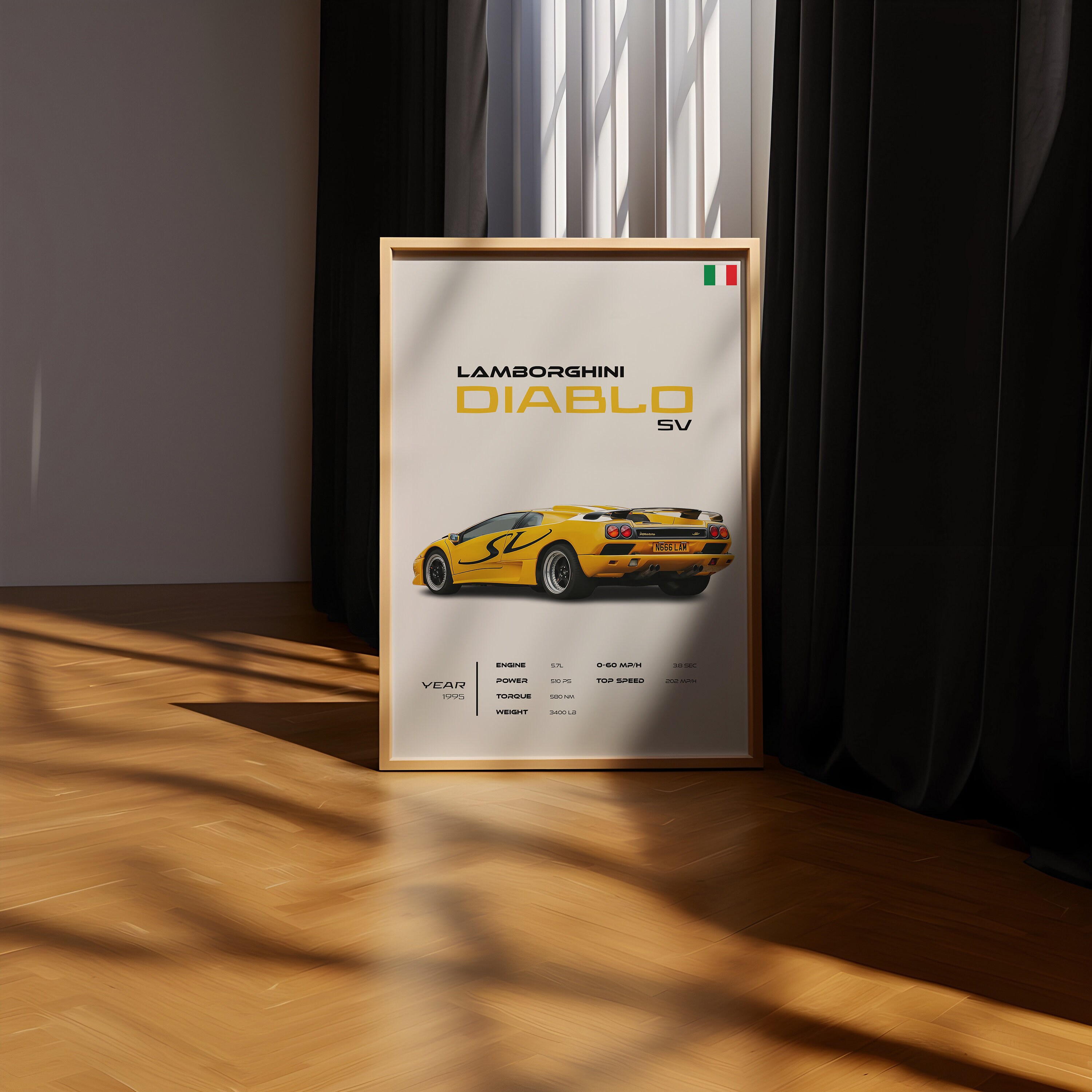 1995 Lamborghini Diablo SV Poster: Classic Italian Supercar Print - Etsy