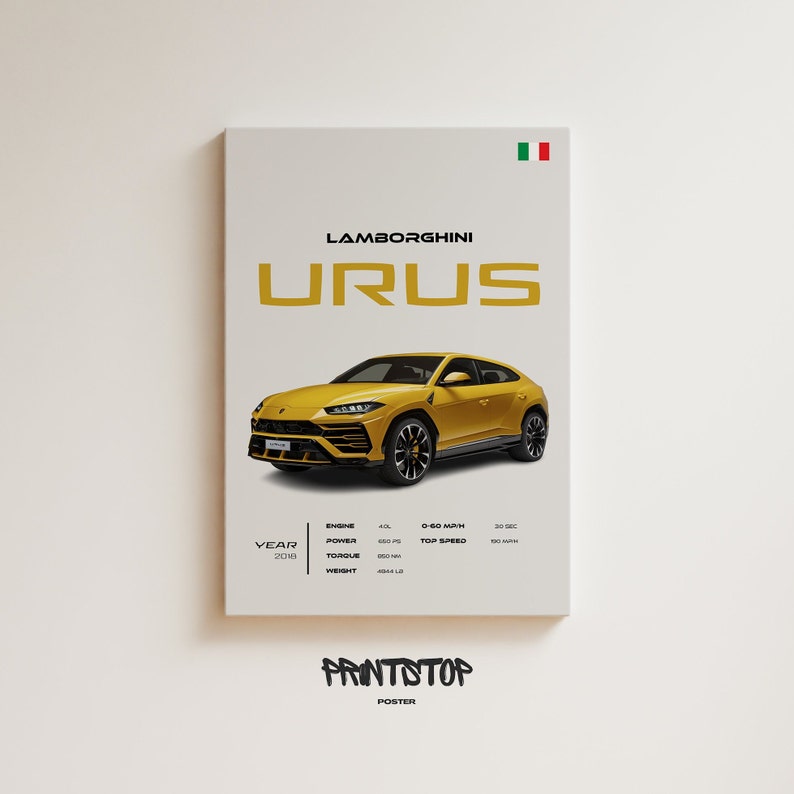 Lamborghini Urus Poster, Luxury SUV Wall Art, Automotive Home Decor ...