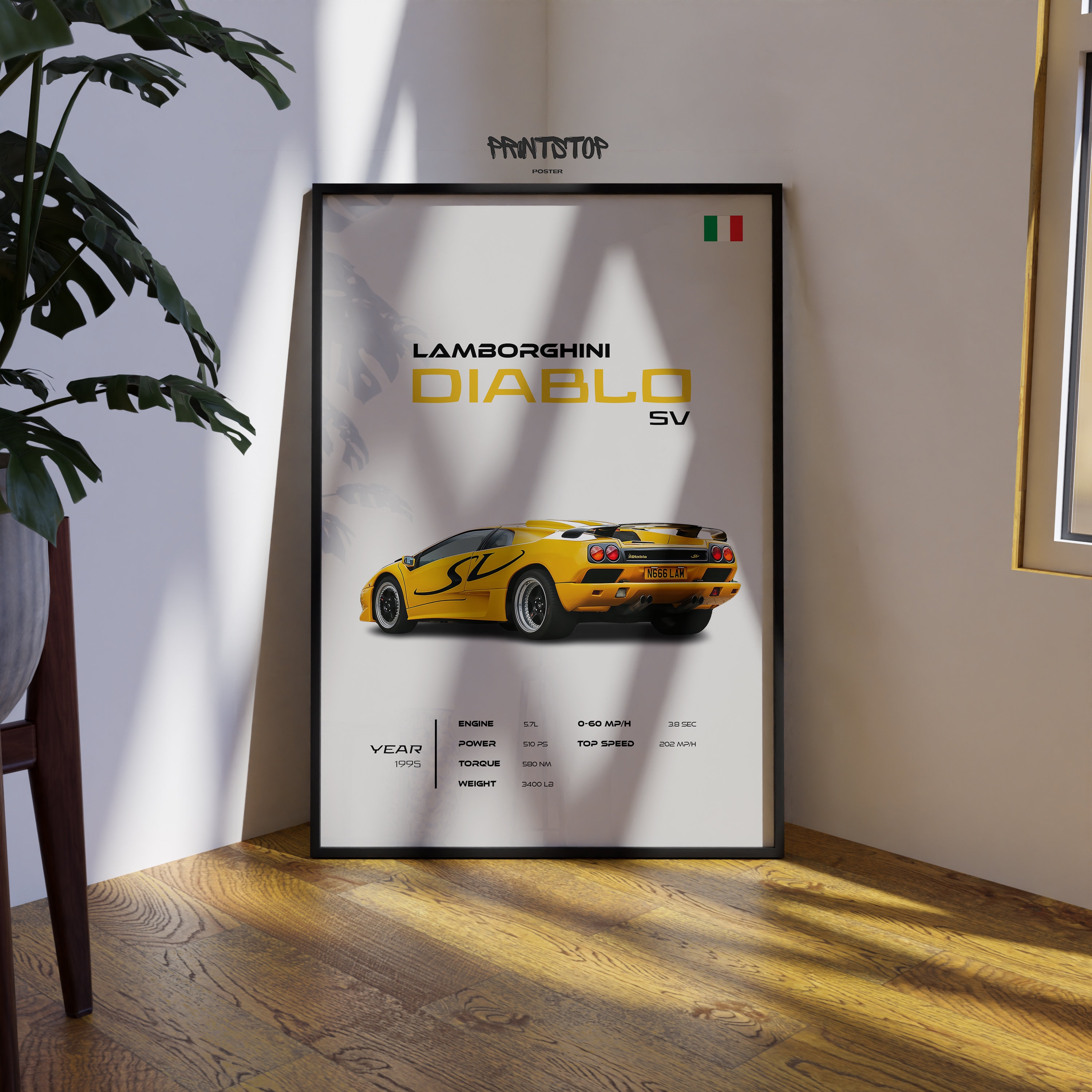 1995 Lamborghini Diablo SV Poster: Classic Italian Supercar Print - Etsy