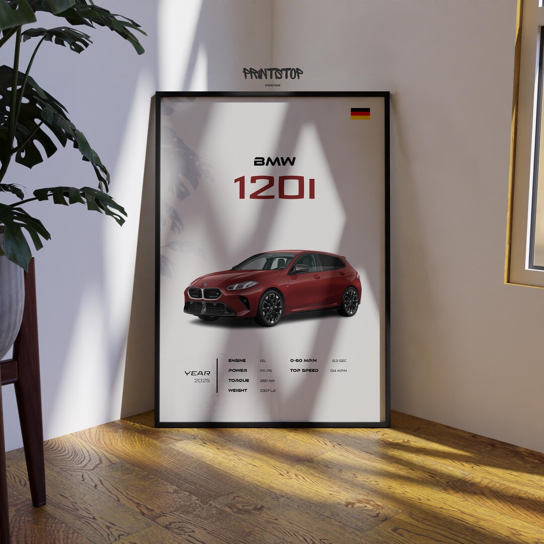 BMW 120i Poster | Sports Car Wall Art | Car Lover Gift | Garage Decor ...