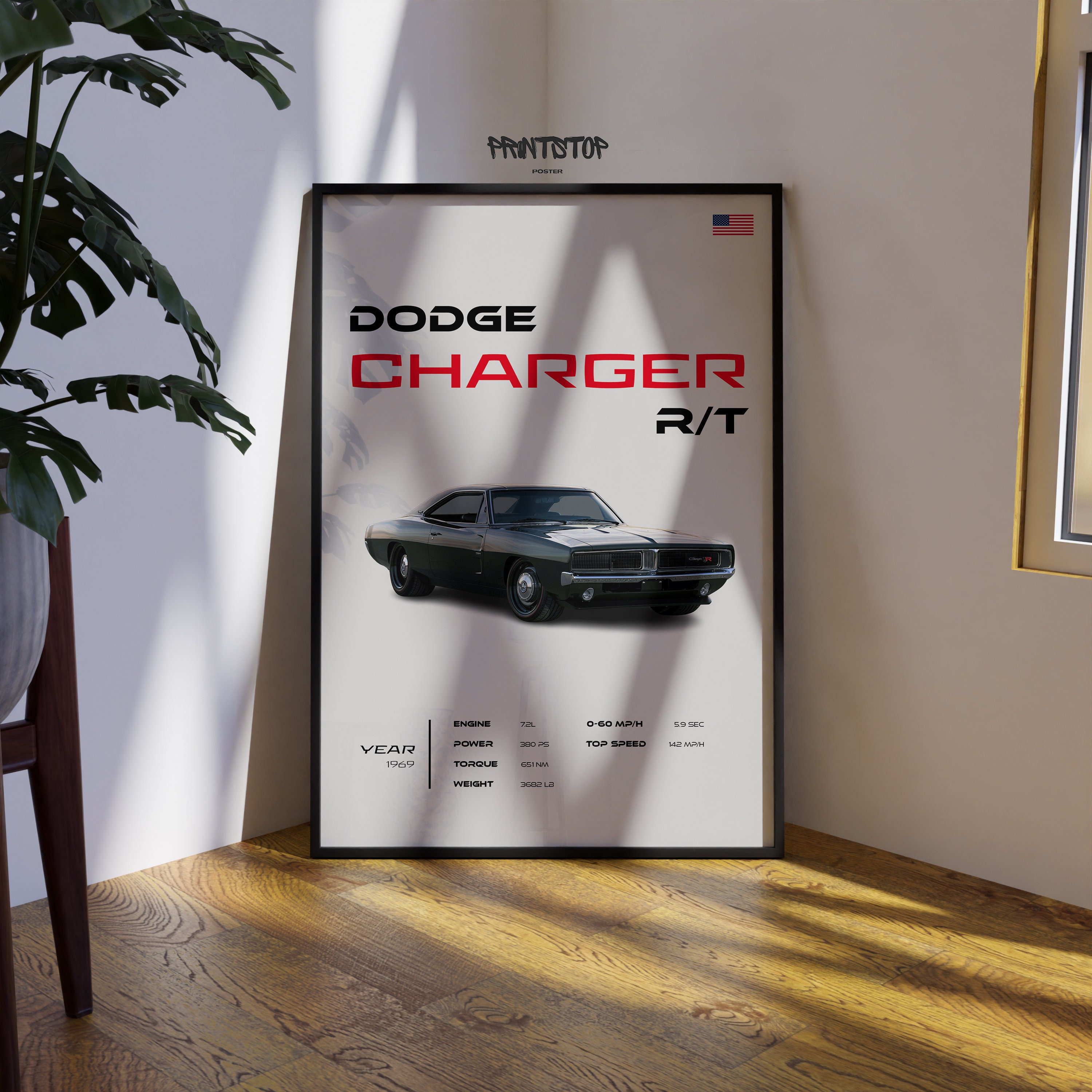 Dodge Charger RT Poster, Vintage Muscle Car Wall Art, High Quality ...