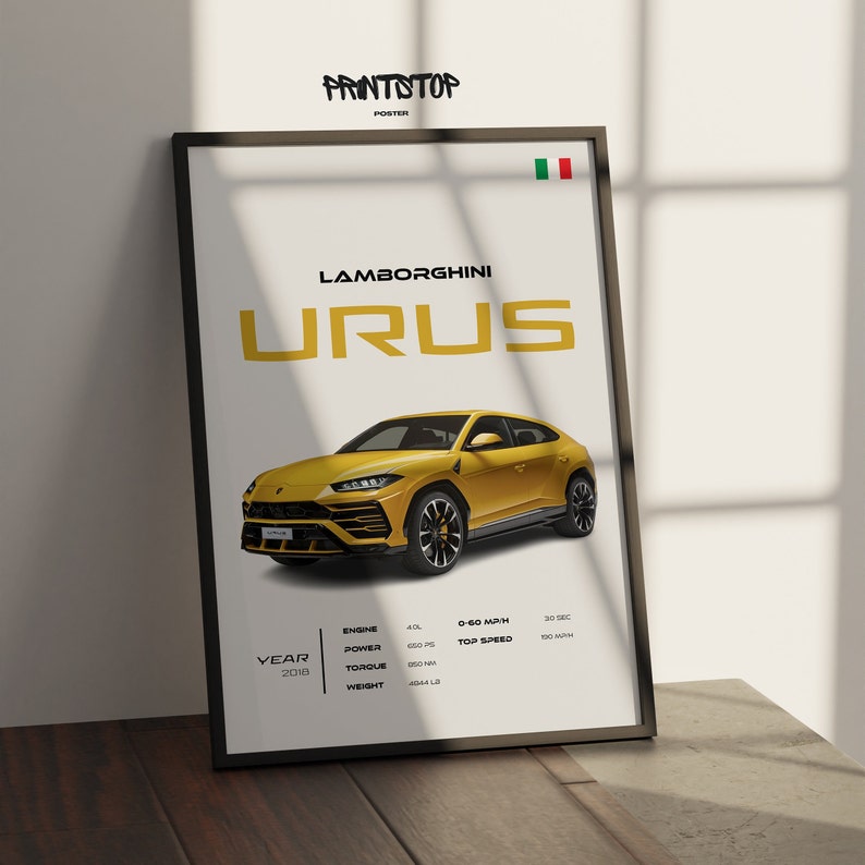 Lamborghini Urus Poster, Luxury SUV Wall Art, Automotive Home Decor ...