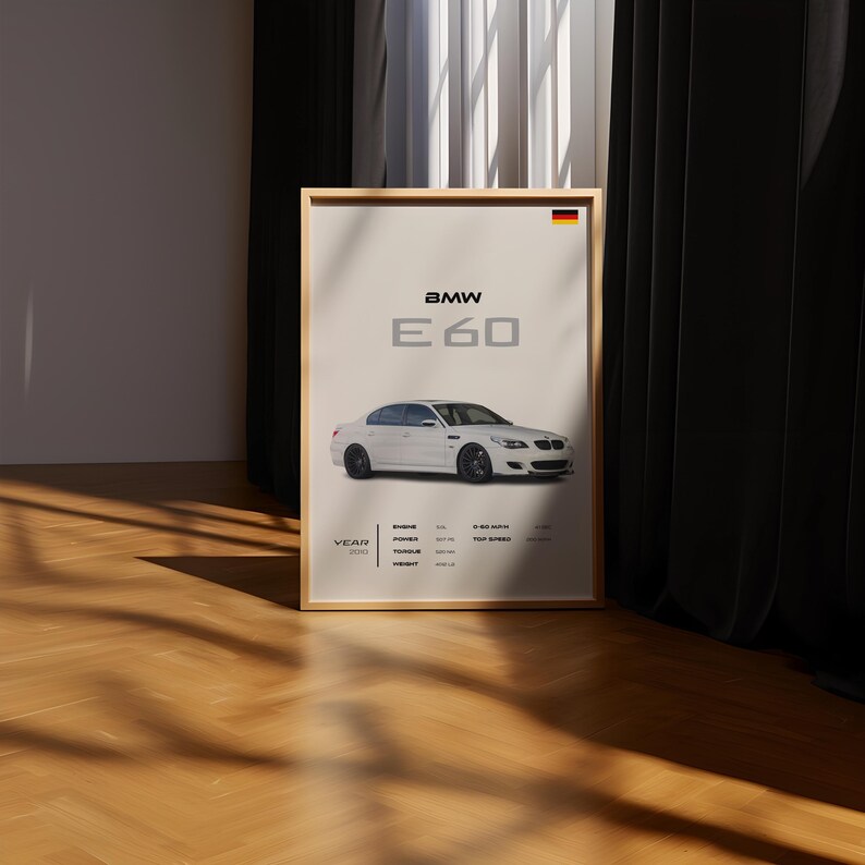 BMW E60 Poster, Sports Car Wall Art, Garage Decor Print - Etsy
