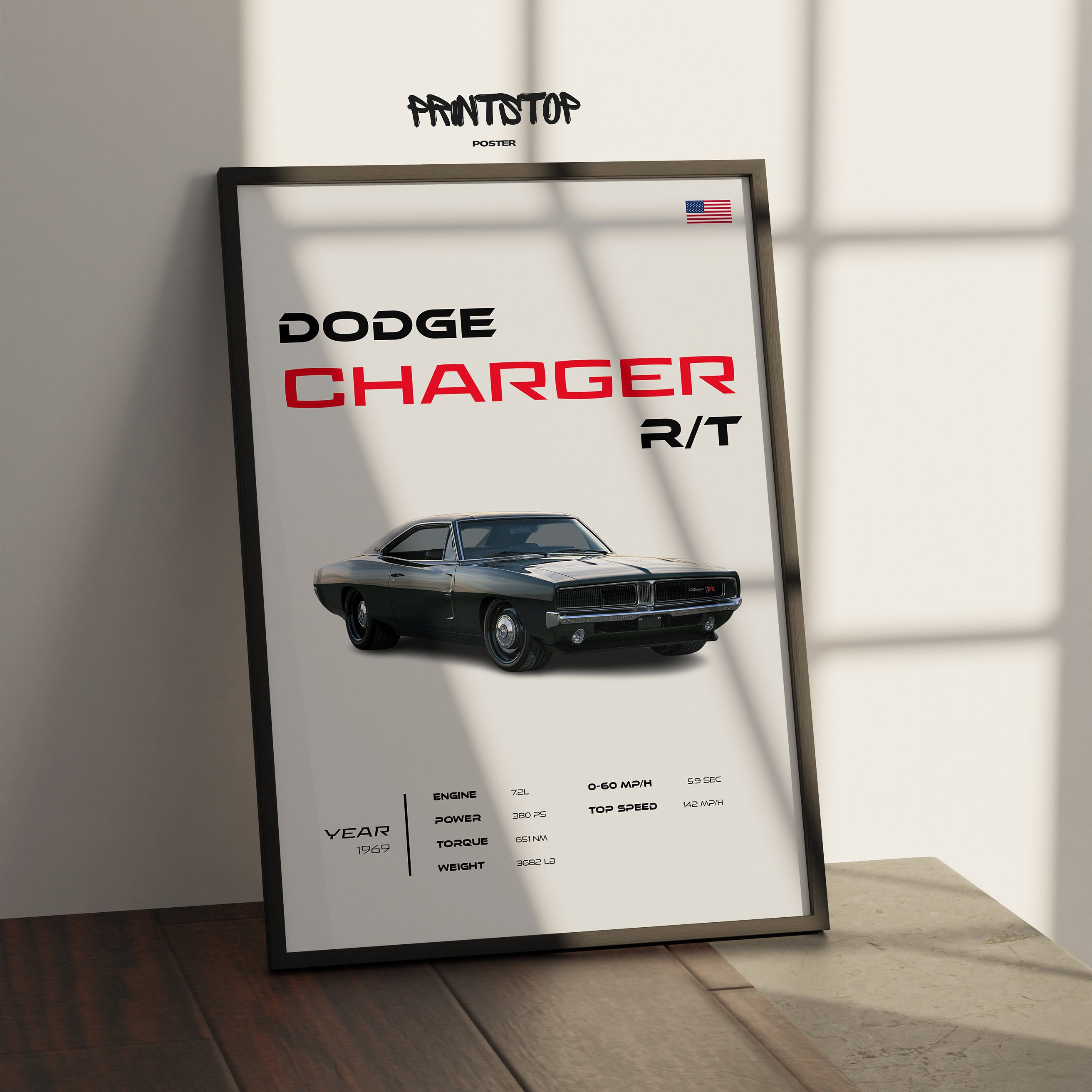 Dodge Charger RT Poster, Vintage Muscle Car Wall Art, High Quality ...