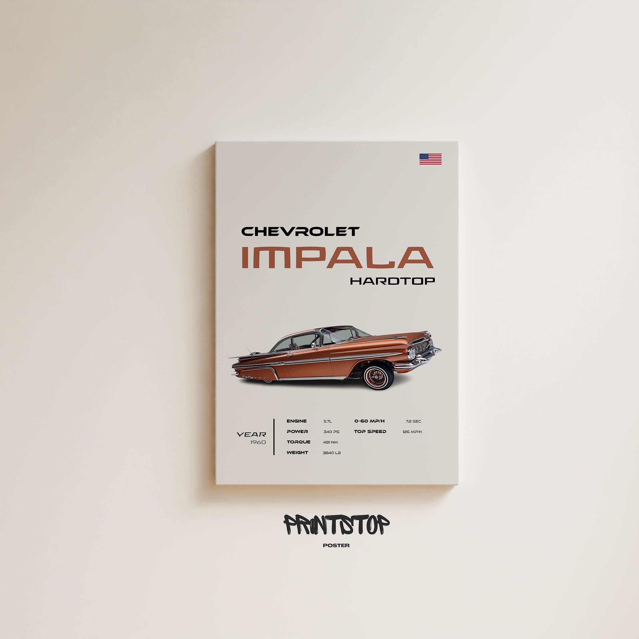 1960 Chevrolet Impala Hardtop Poster: Classic Car Wall Art - Etsy