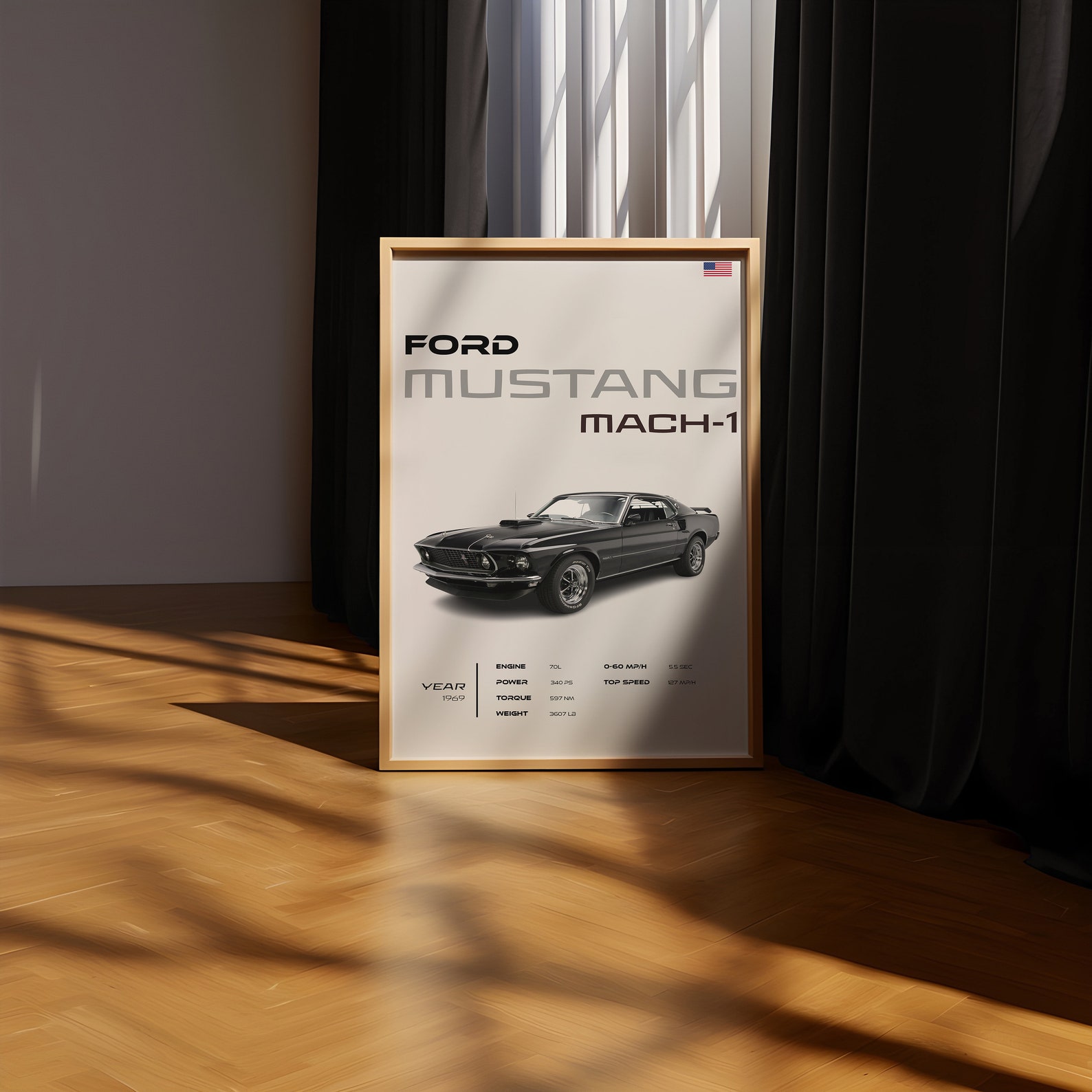 1969 Ford Mustang Mach-1 Poster: Classic Muscle Car Wall Art - Etsy